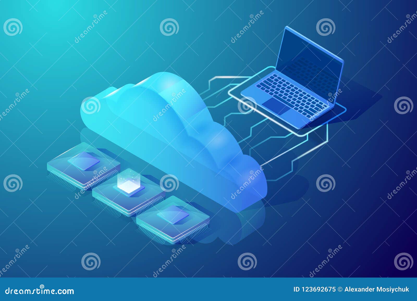 Cloud Computing and Storage. Isometric Vector Illustration. Abstract ...