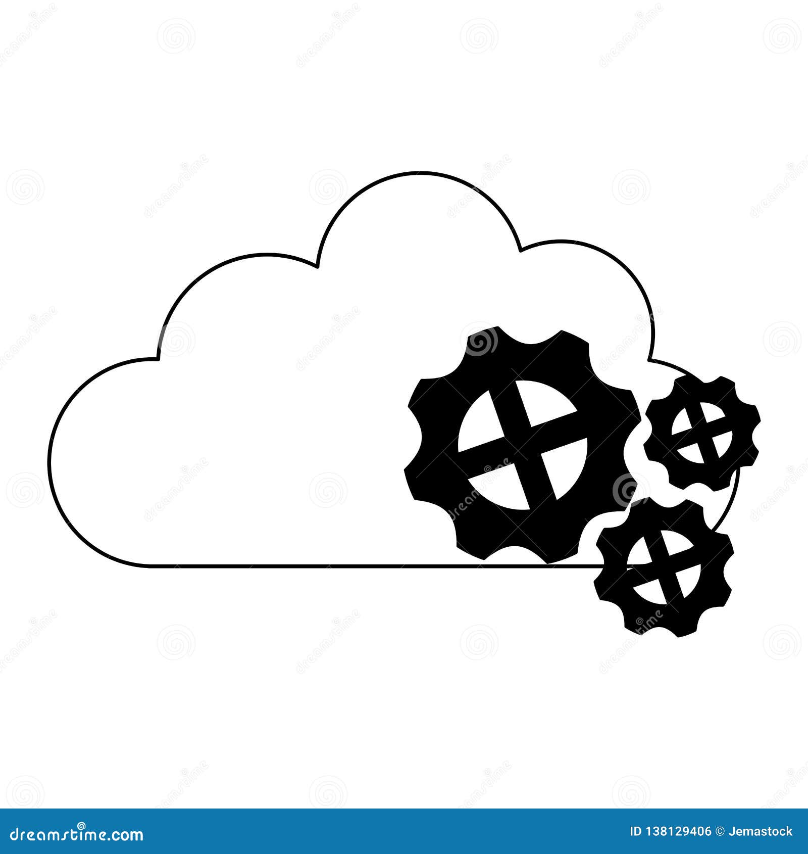 Cloud Computing Symbol Black and White Stock Vector - Illustration of ...