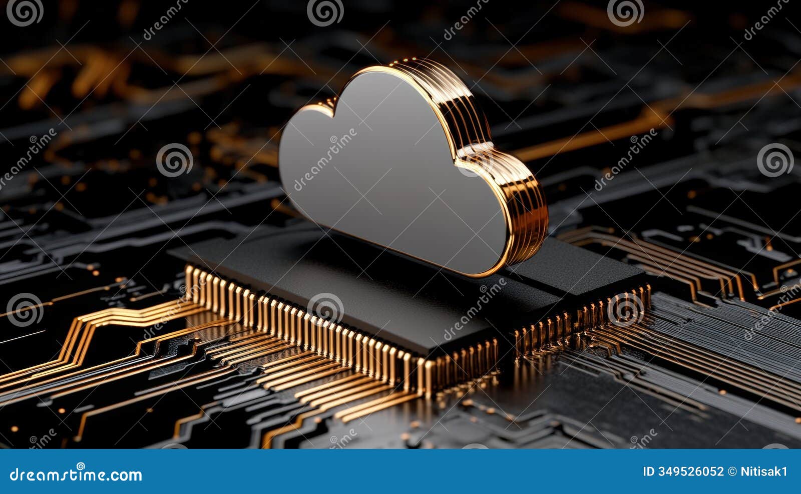 Cloud Computing Symbol on a Circuit Board Background Digital Technology Concept Stock ...