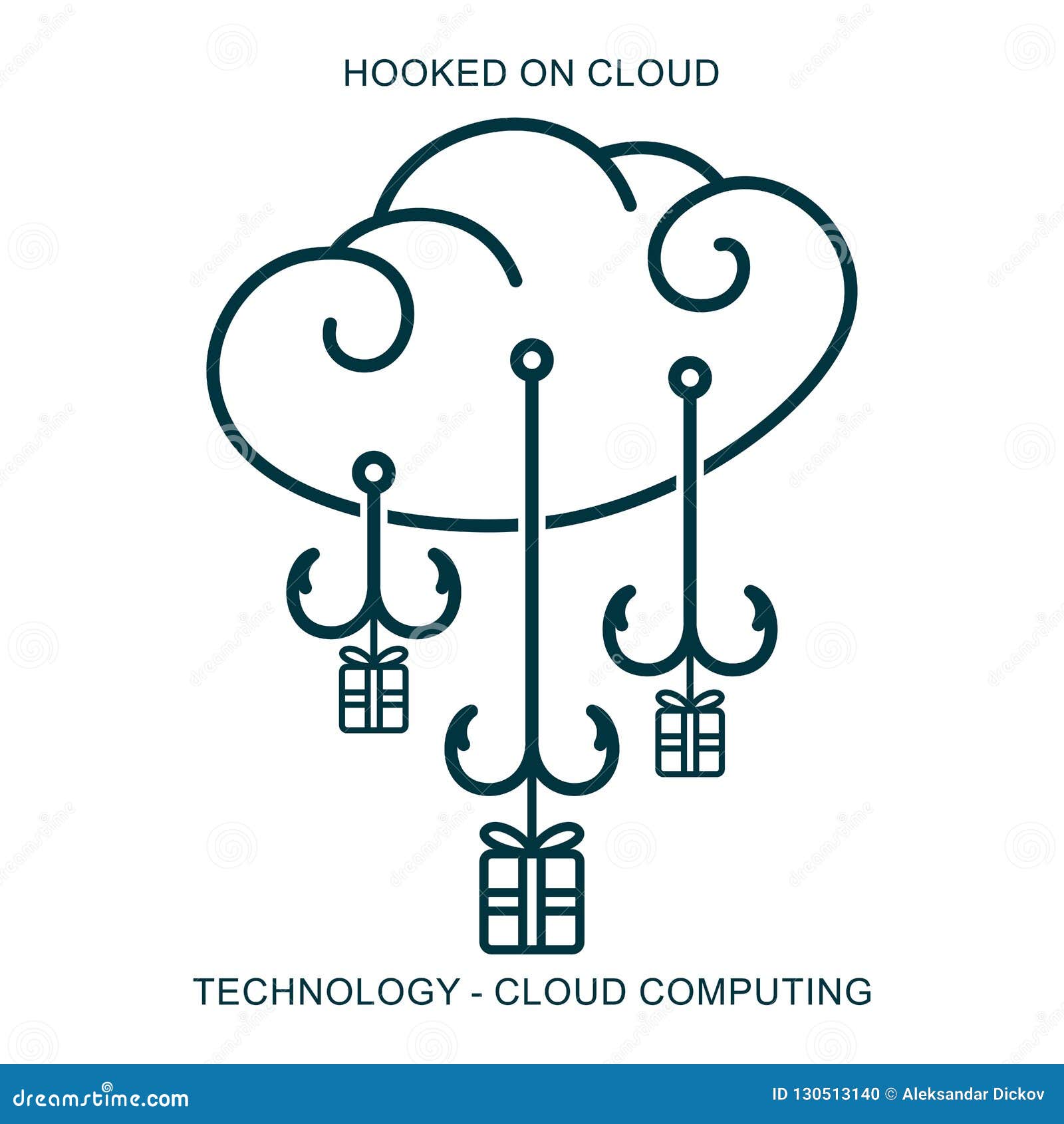Hooked on cloud stock vector. Illustration of cloud - 130513140