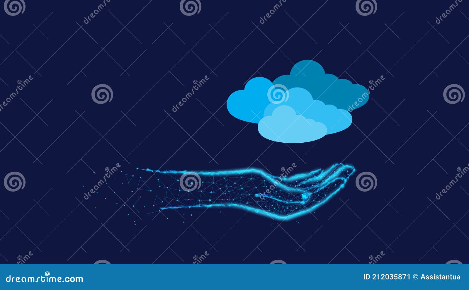 Cloud Computing Symbol in Hand. Polygonal Illustration Stock ...