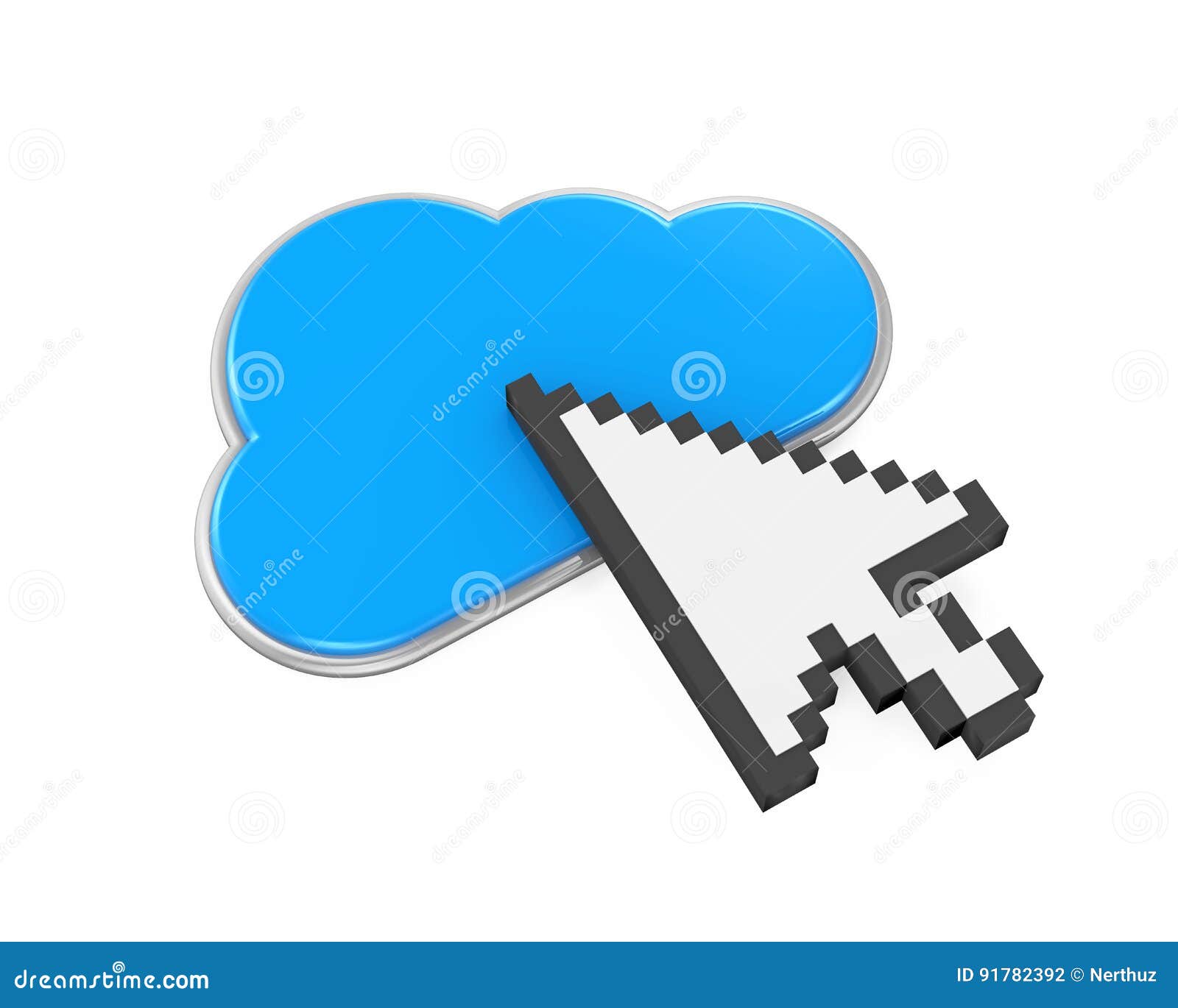 Cloud Computing Symbol with Mouse Cursor Icon Stock Illustration ...