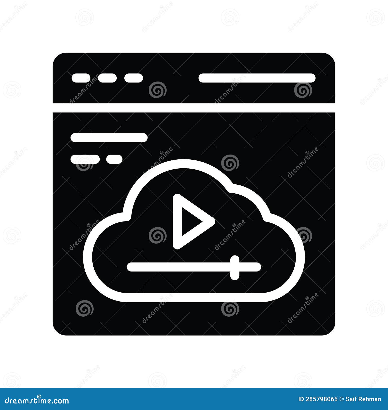 Cloud Video Vector Solid Icon Design Illustration. Cloud Computing ...
