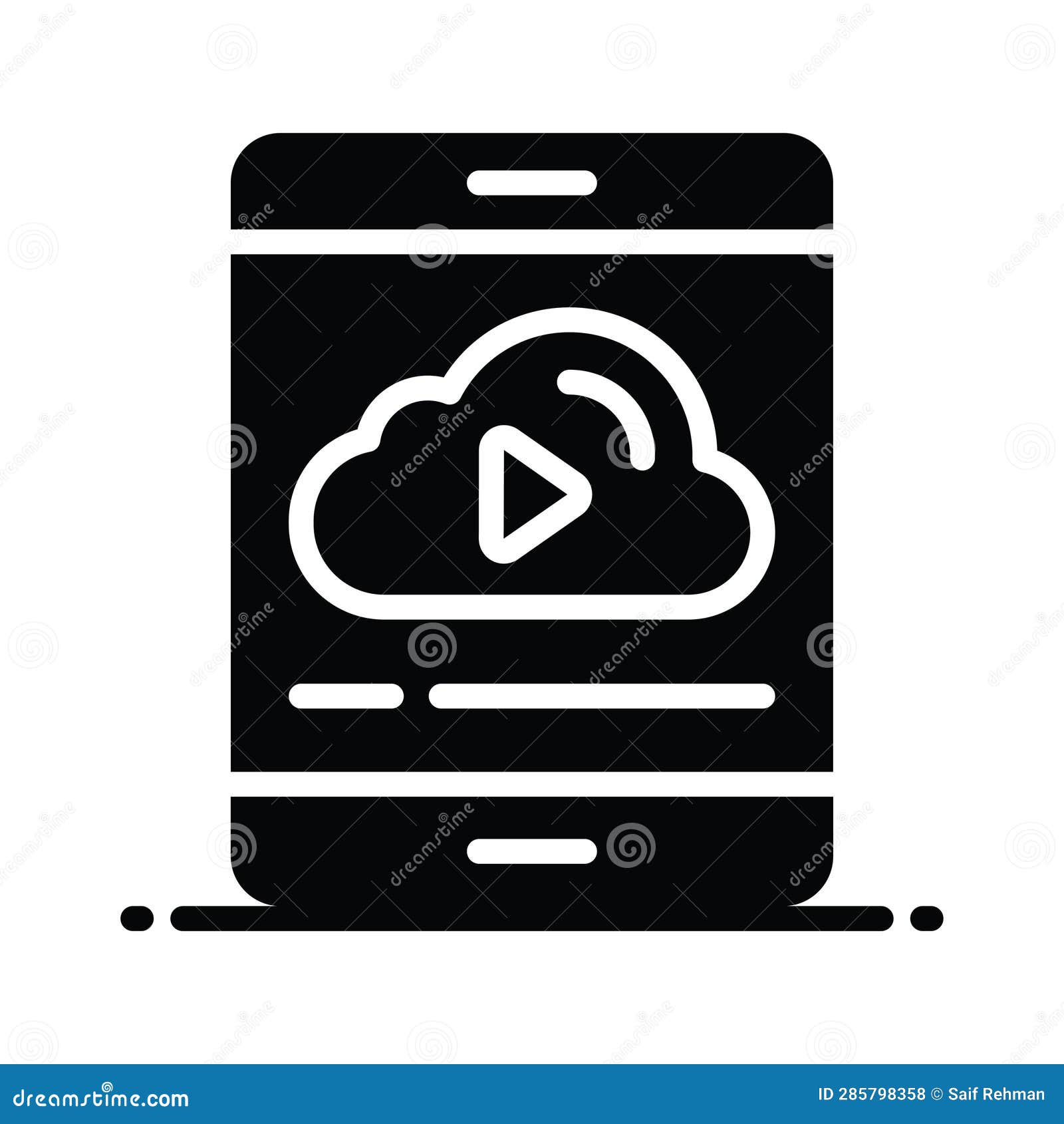 Mobile Cloud Vector Solid Icon Design Illustration. Cloud Computing ...