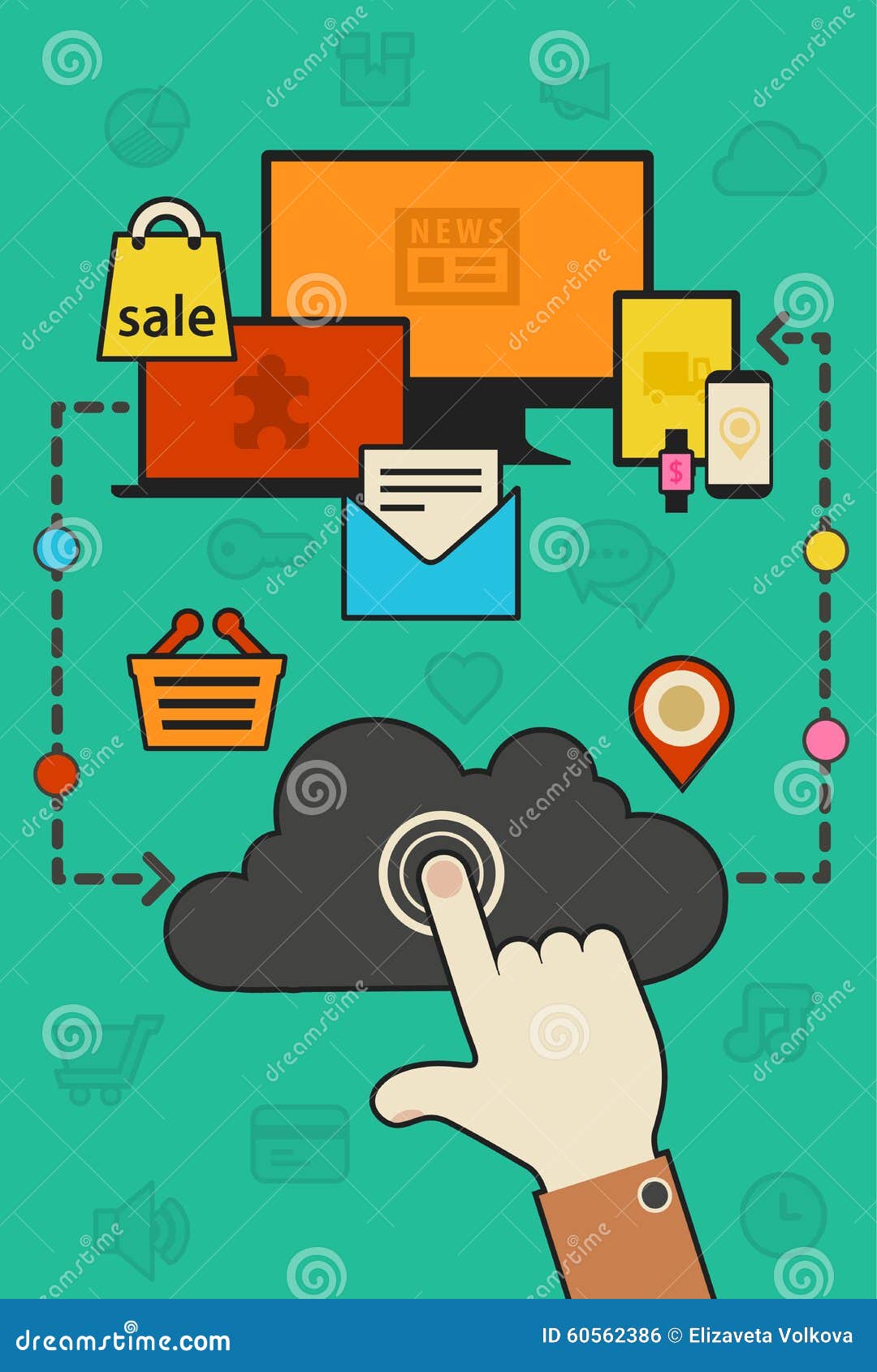 Cloud Computing And Synchronization Concept Stock Vector Illustration