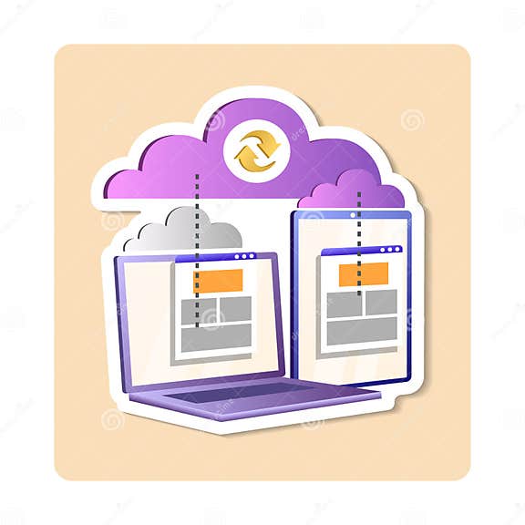 Cloud Computing Synchronizing Data between Laptop and Tablet Stock Illustration - Illustration ...