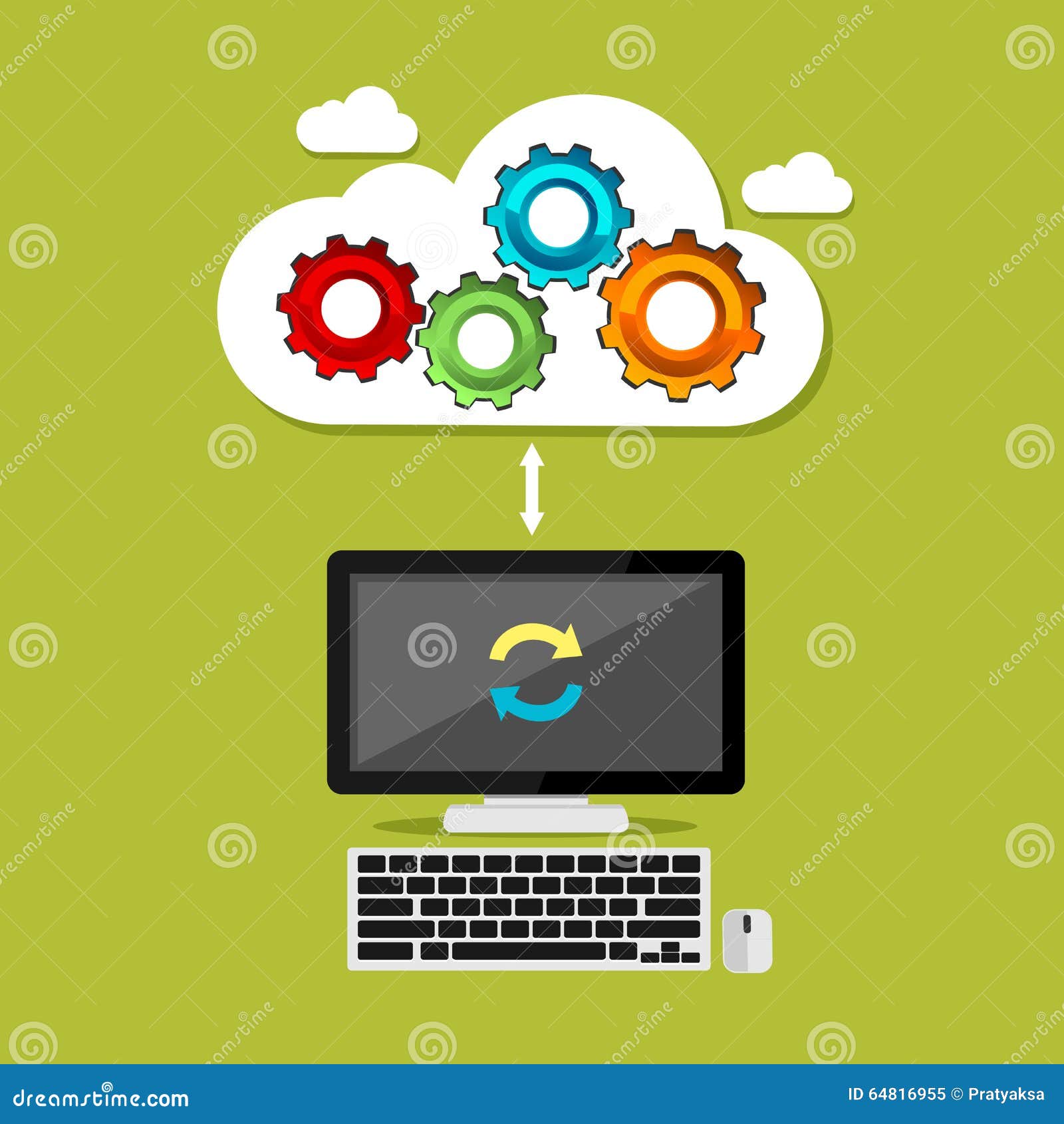 Cloud Computing Syncing Process. Technology Background Stock Vector ...