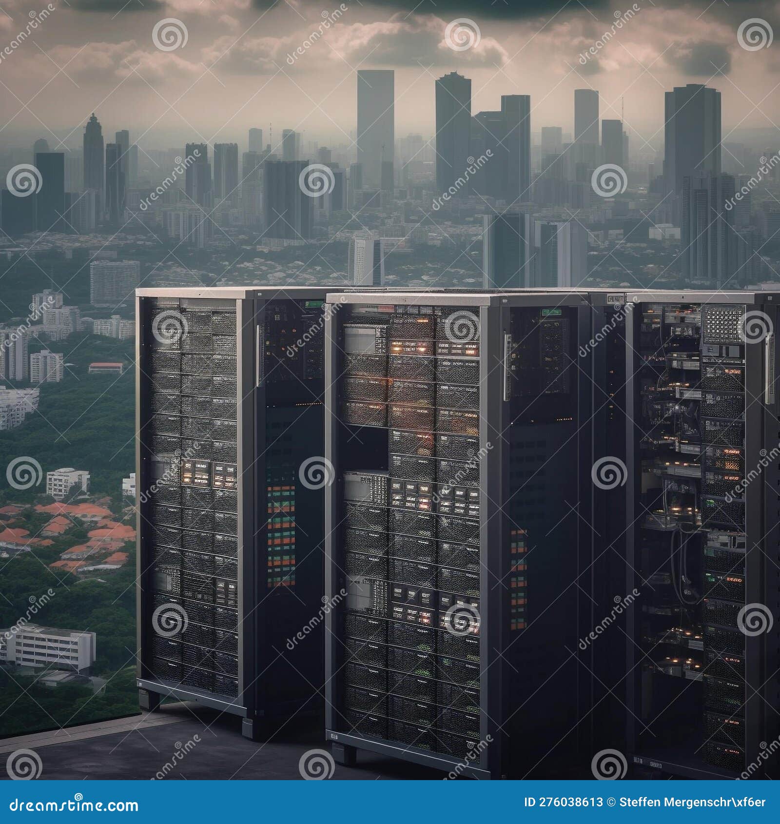 Cloud Computing System with Multiple Servers and Data Centers Stock ...