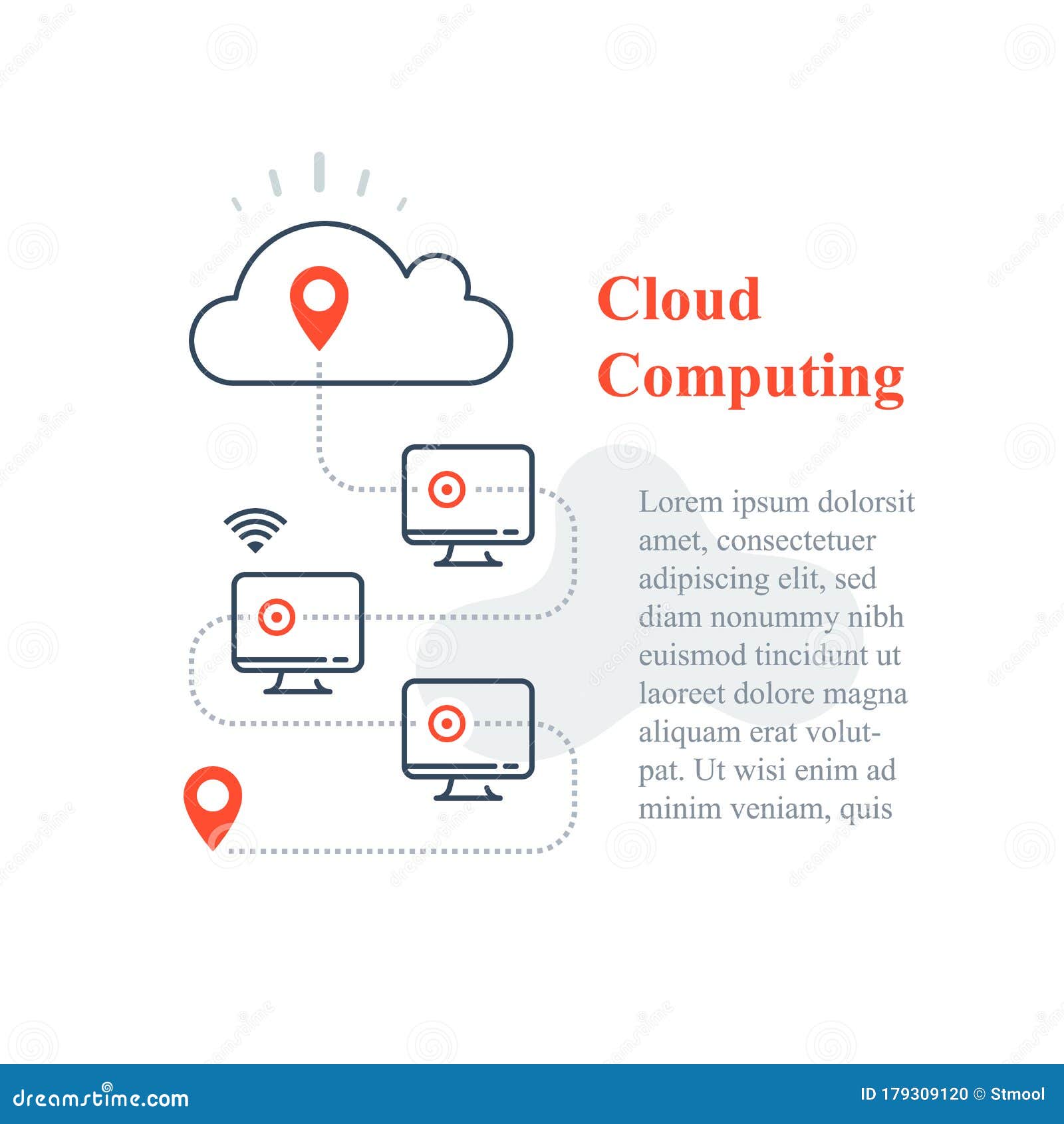 Cloud Computing System, Remote Work Access, Wireless Technology, Computer Network Connection ...