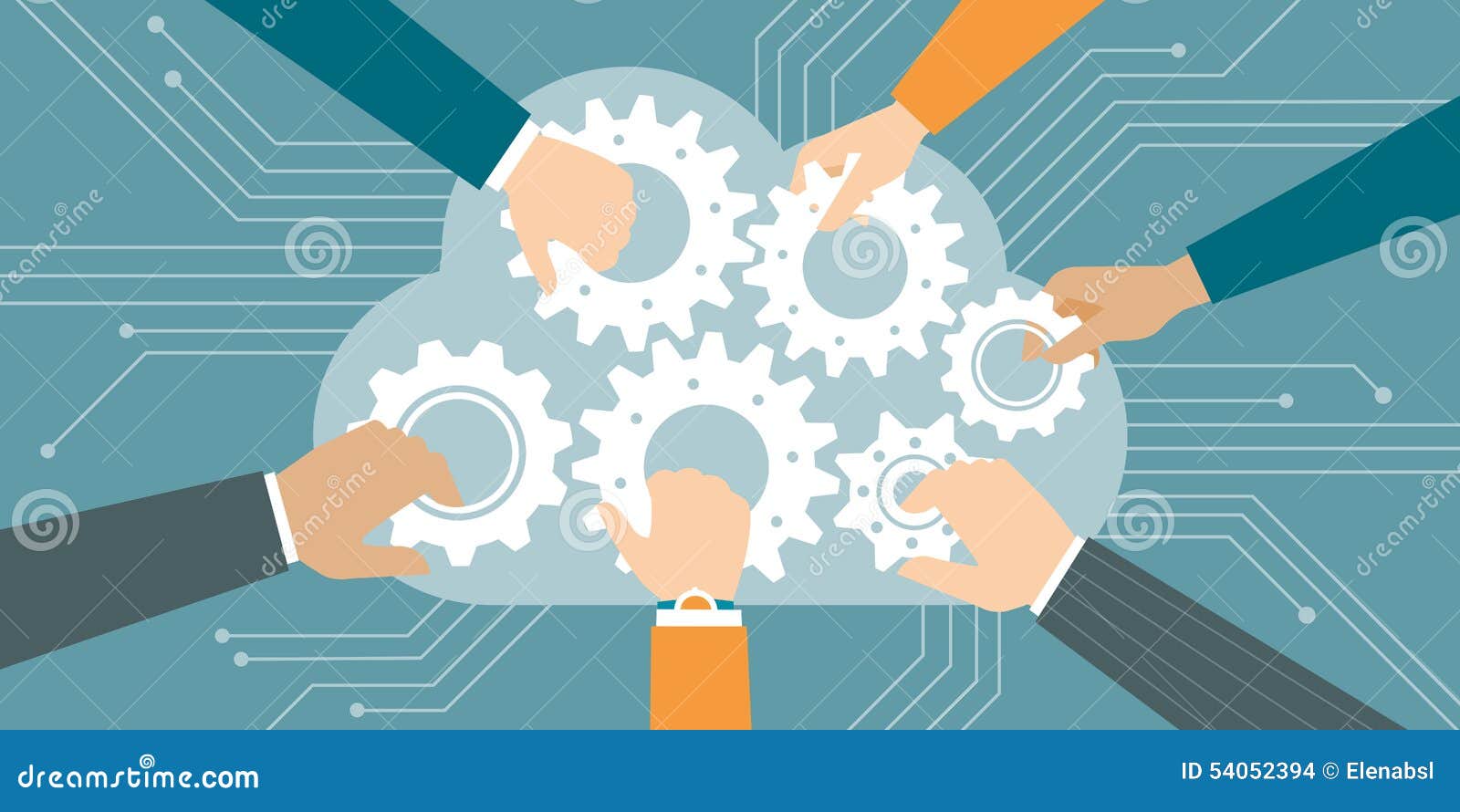 Cloud Computing and Teamwork Stock Vector - Illustration of sharing ...