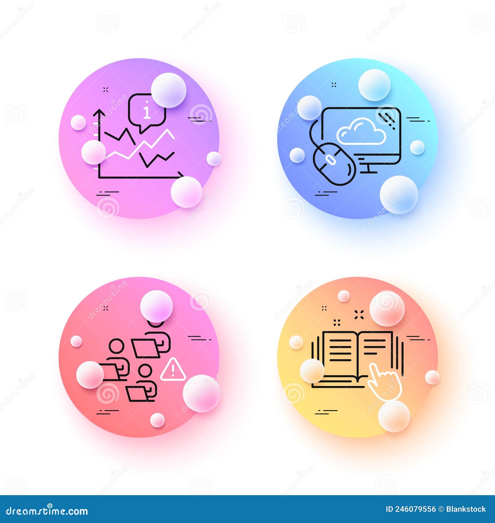 Cloud Computing, Teamwork and Chart Minimal Line Icons. for Web Application, Printing. Vector ...