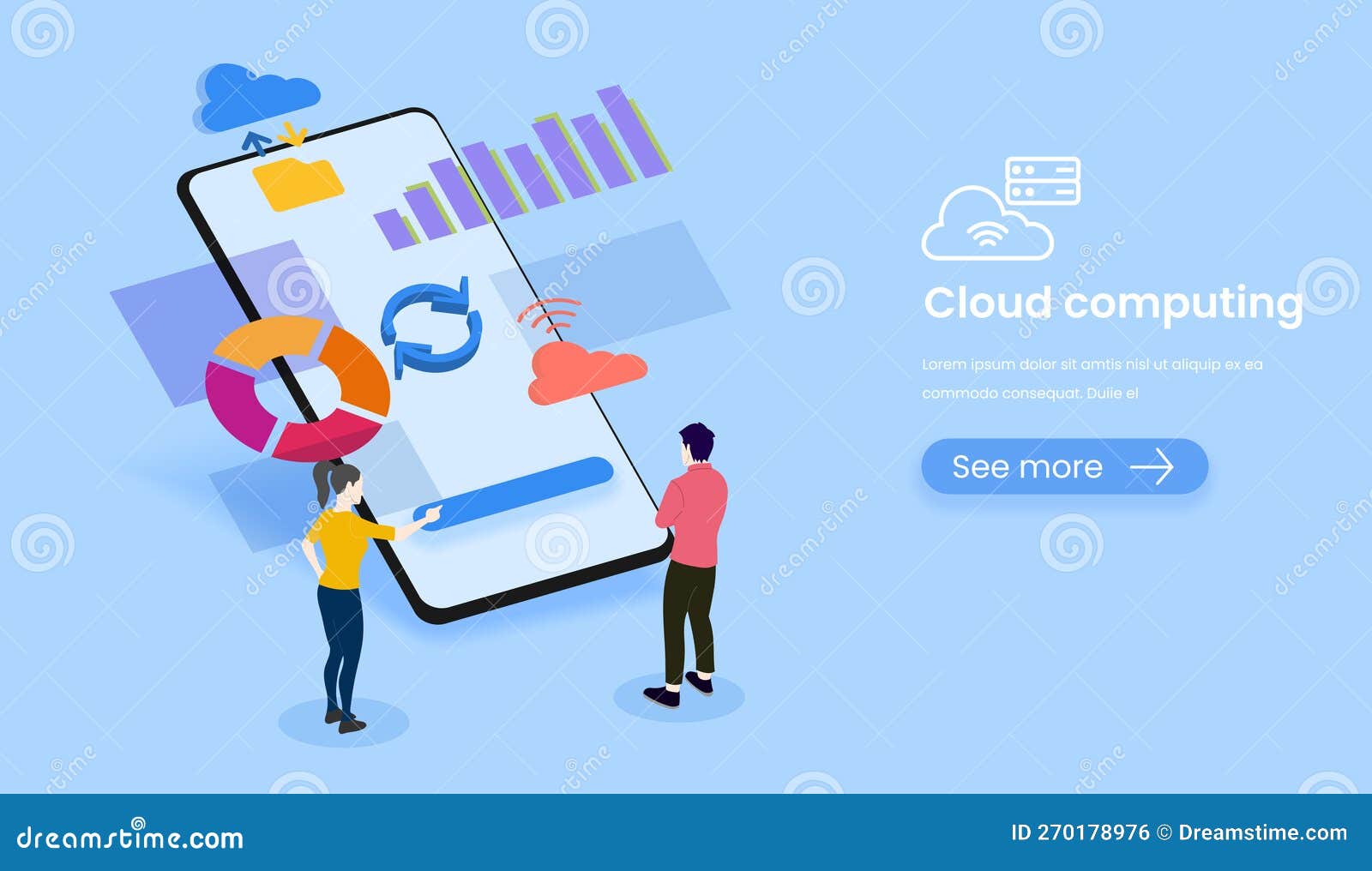 Cloud Computing Technology Banner Website Stock Vector - Illustration ...