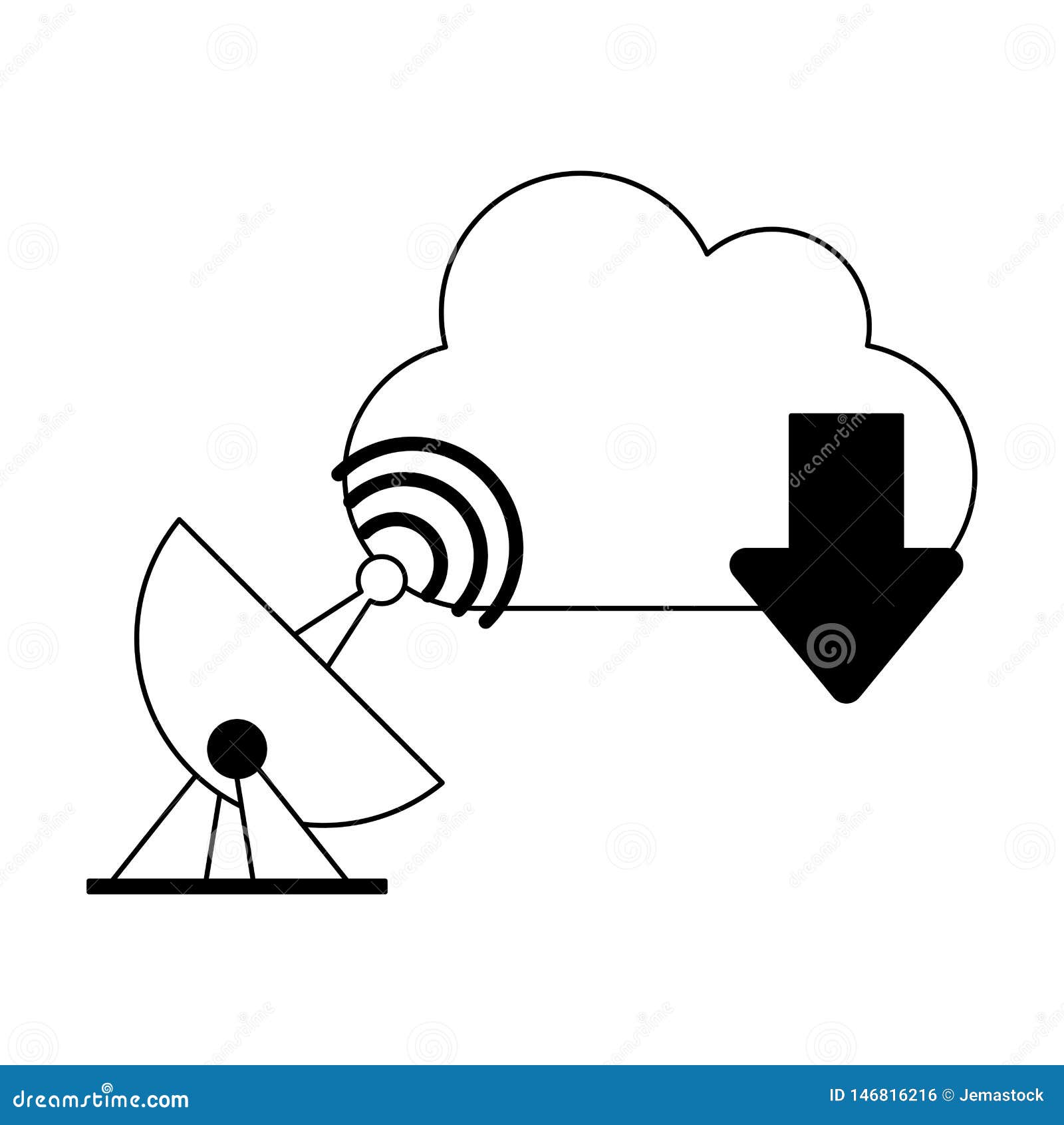 Cloud Computing Technology in Black and White Stock Vector ...