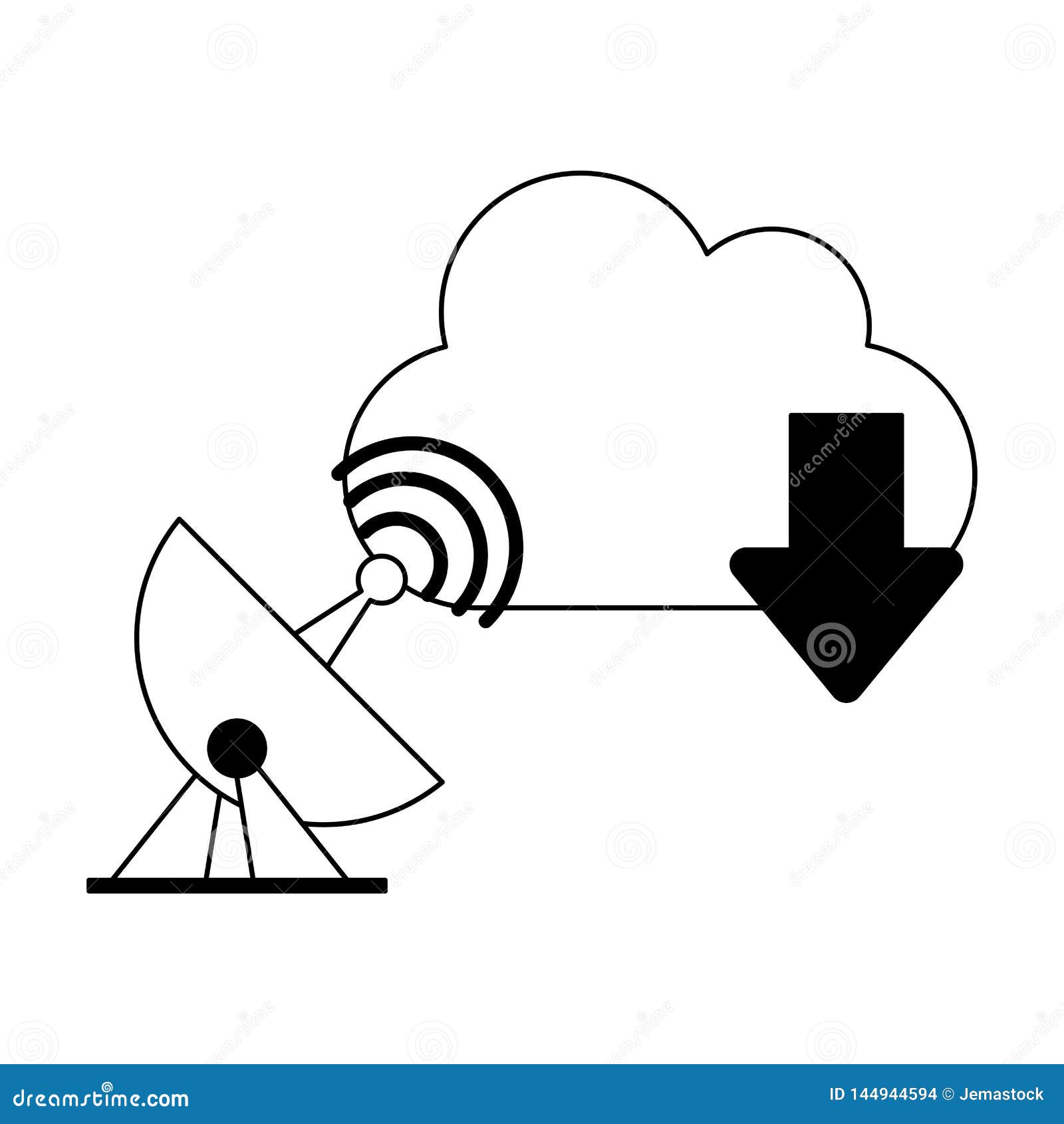Cloud Computing Technology in Black and White Stock Vector ...