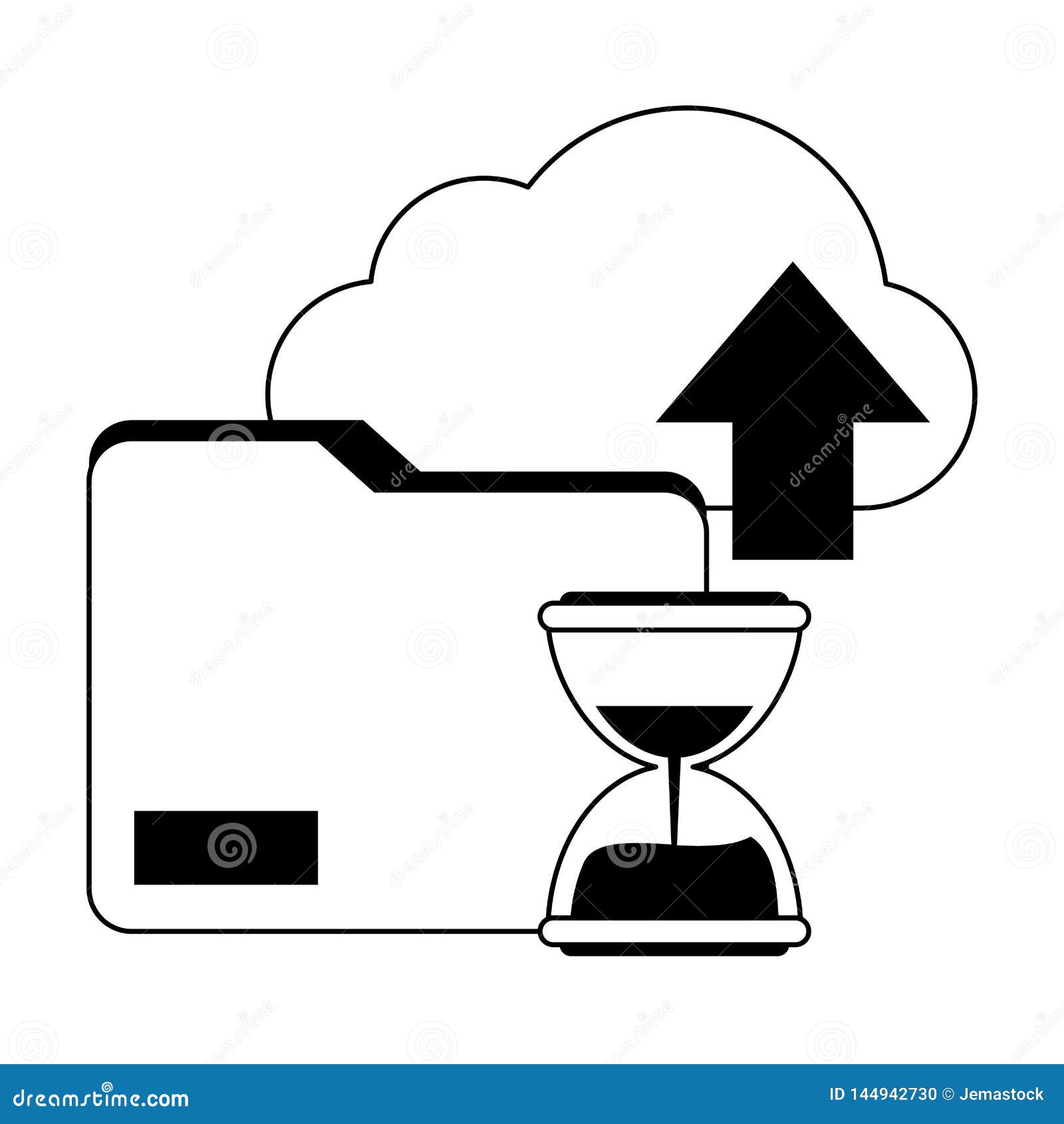 Cloud Computing Technology Black and White Stock Vector - Illustration ...