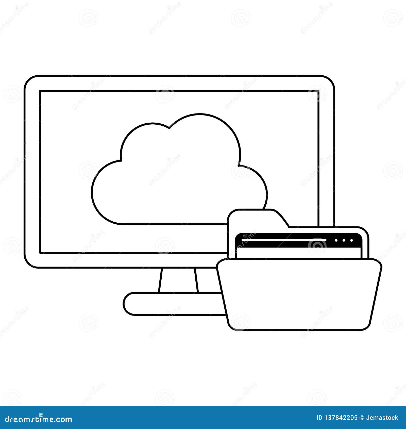 Cloud Computing Technology in Black and White Stock Vector ...