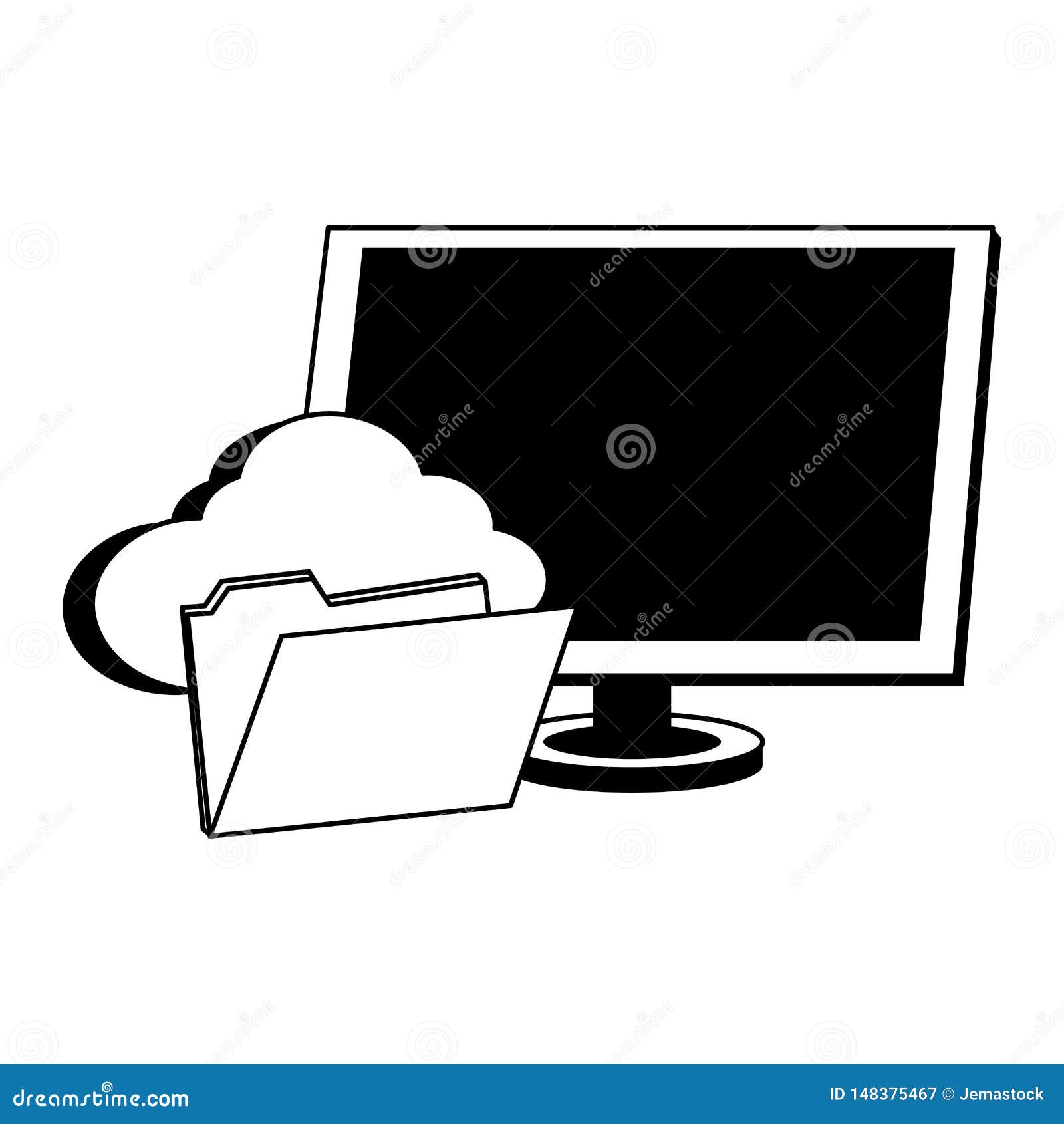 Cloud Computing Technology in Black and White Stock Vector ...