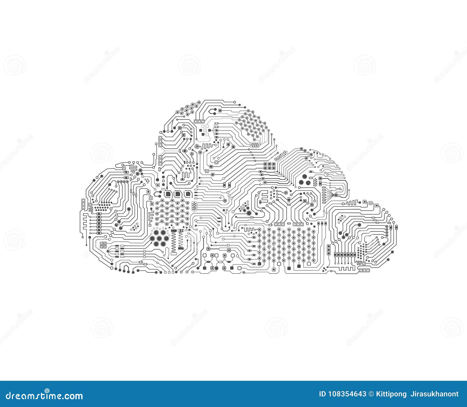 Cloud computing circuit stock vector. Illustration of electronic ...