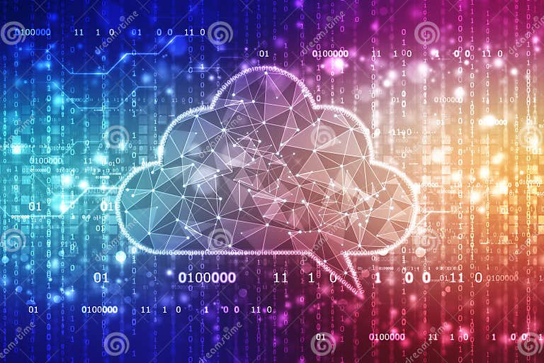 Cloud Computing Technology Background, Cloud with Binary in Abstract ...