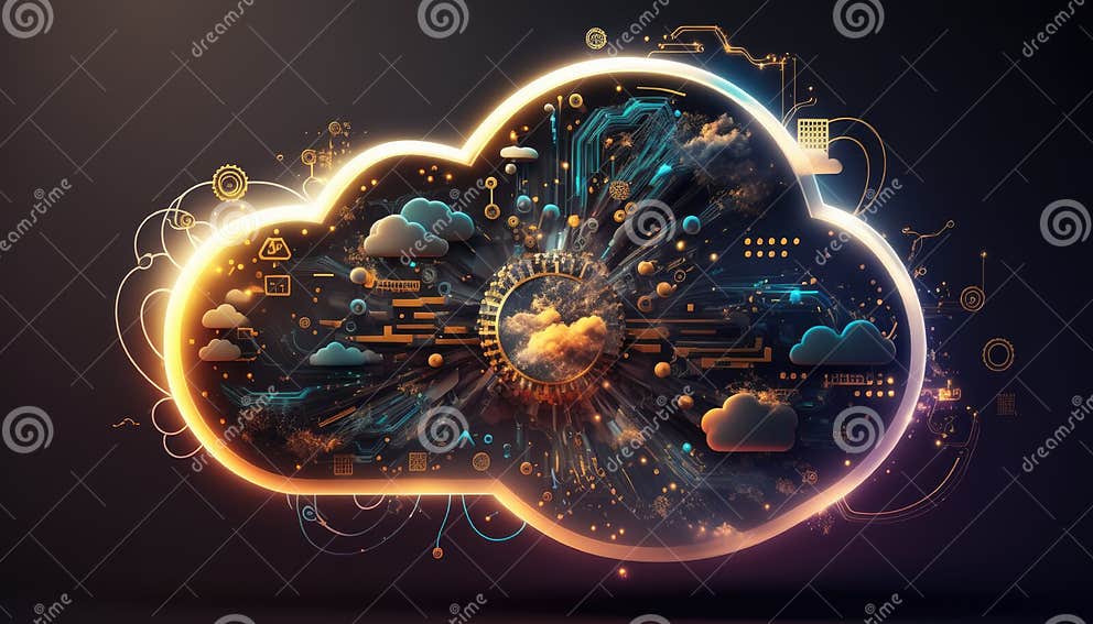 Cloud Computing Technology Concept Background, Digital Illustration, AI Generative Stock Photo ...