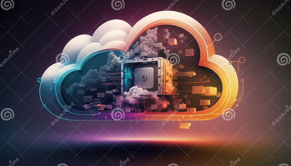 Cloud Computing Technology Concept Background, Digital Illustration, AI Generative Stock Image ...