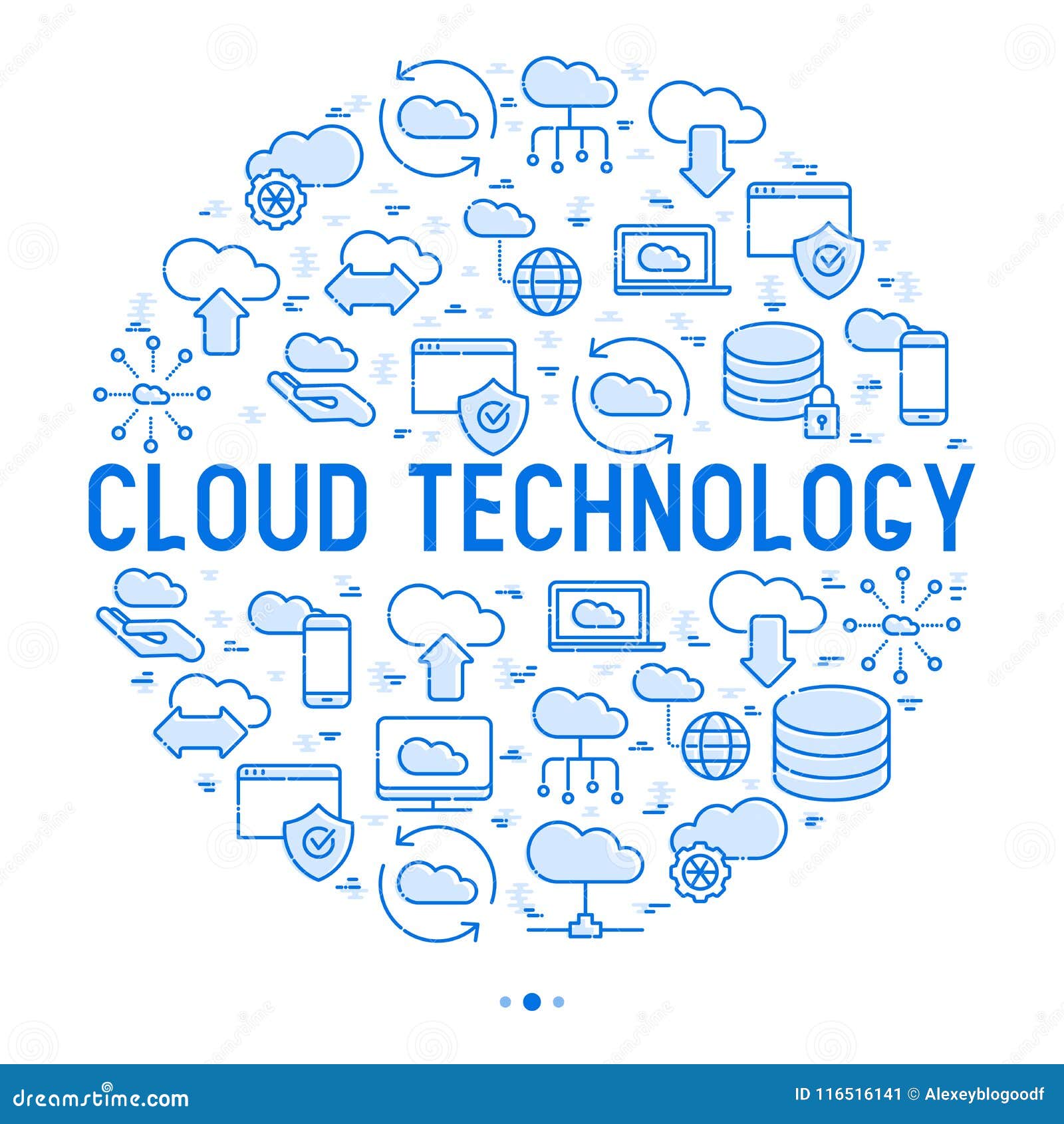 Cloud Computing Technology Concept in Circle Stock Vector ...