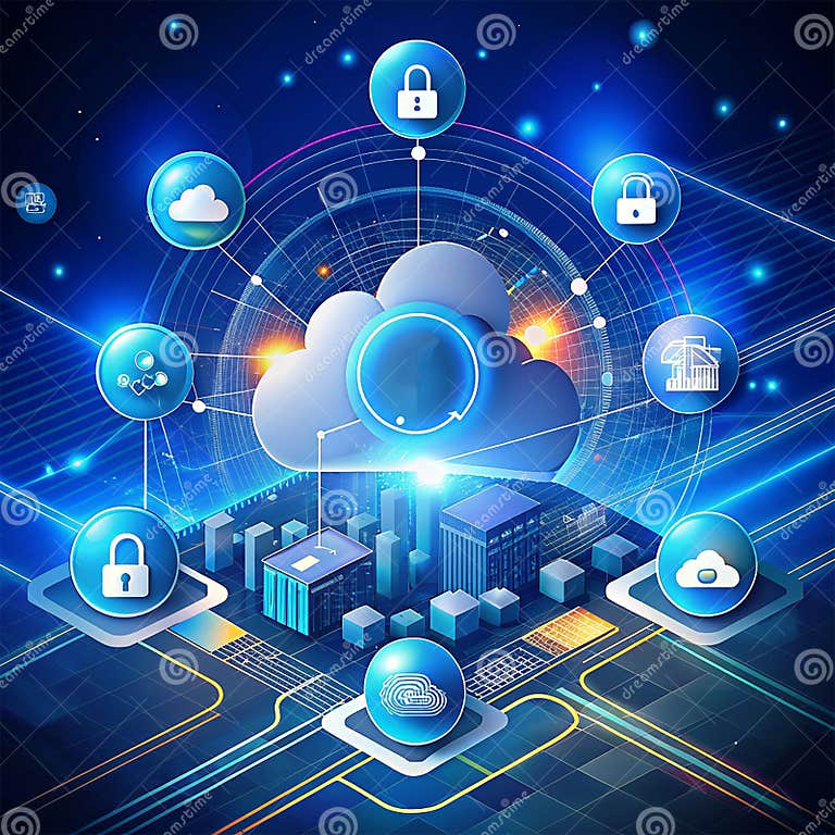 Cloud Computing Technology Concept. 3d Isometric Illustration Stock Illustration - Illustration ...