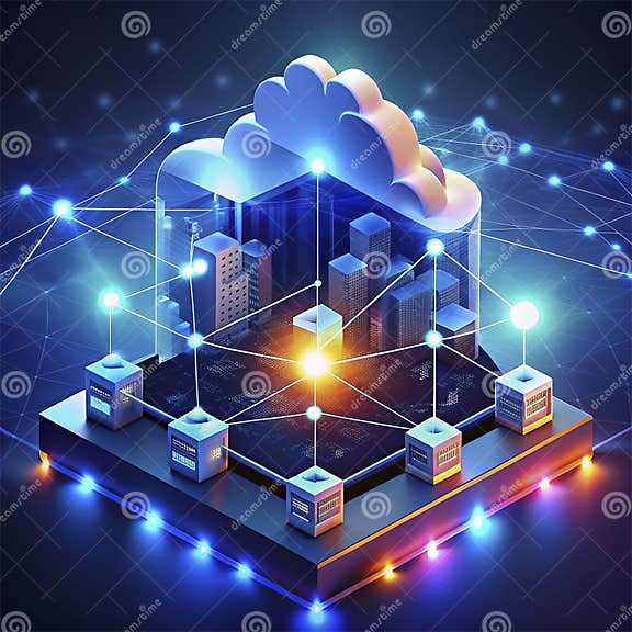 Cloud Computing Technology Concept. 3d Isometric Illustration Stock Illustration - Illustration ...