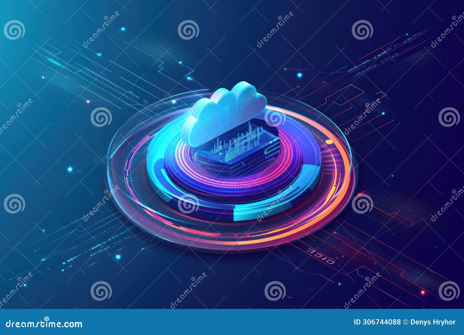 Cloud Computing Technology Concept. Dark Blue Background Stock Photo ...