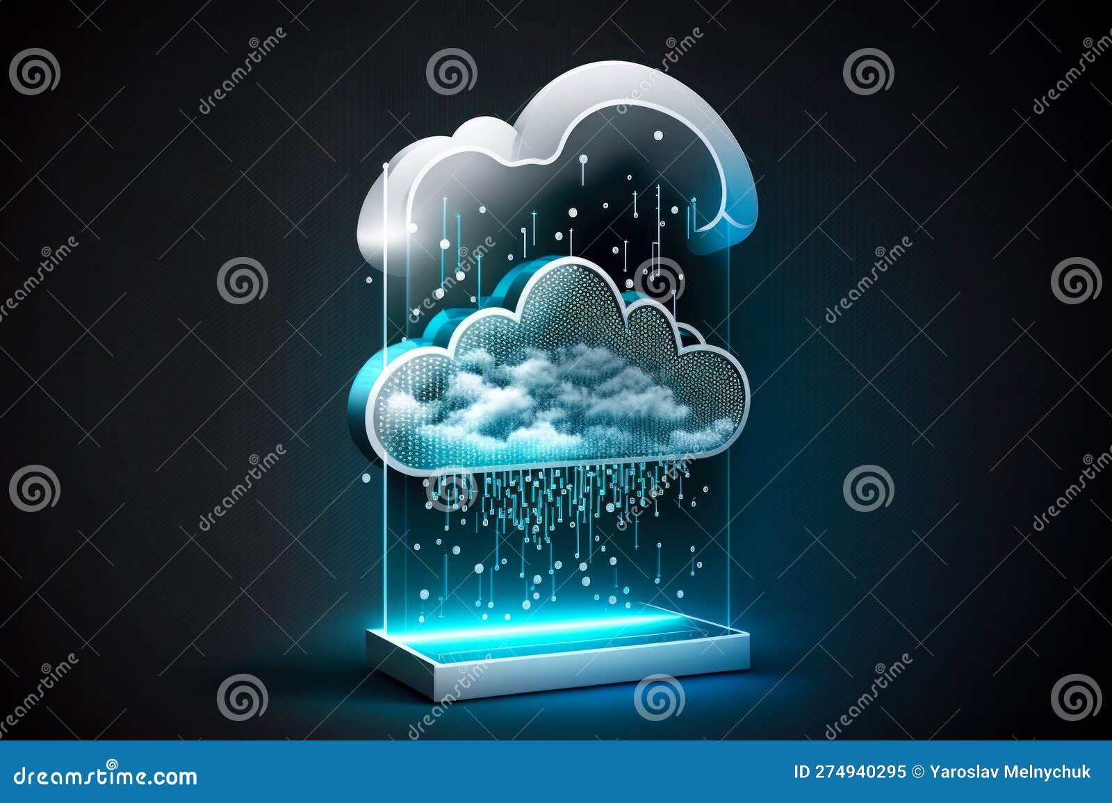 Cloud Computing Technology Concept. Dark Blue Color. Futuristic ...