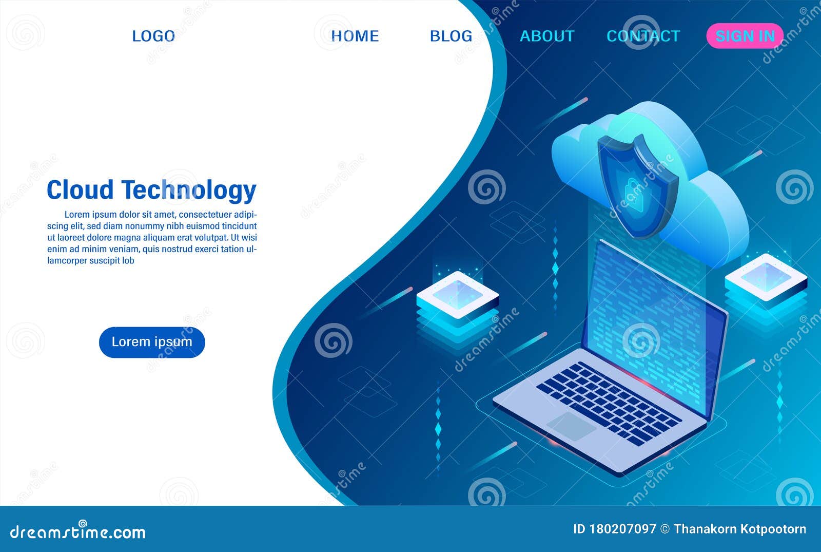 Cloud Computing Technology Concept. Digital Service or App with Data ...