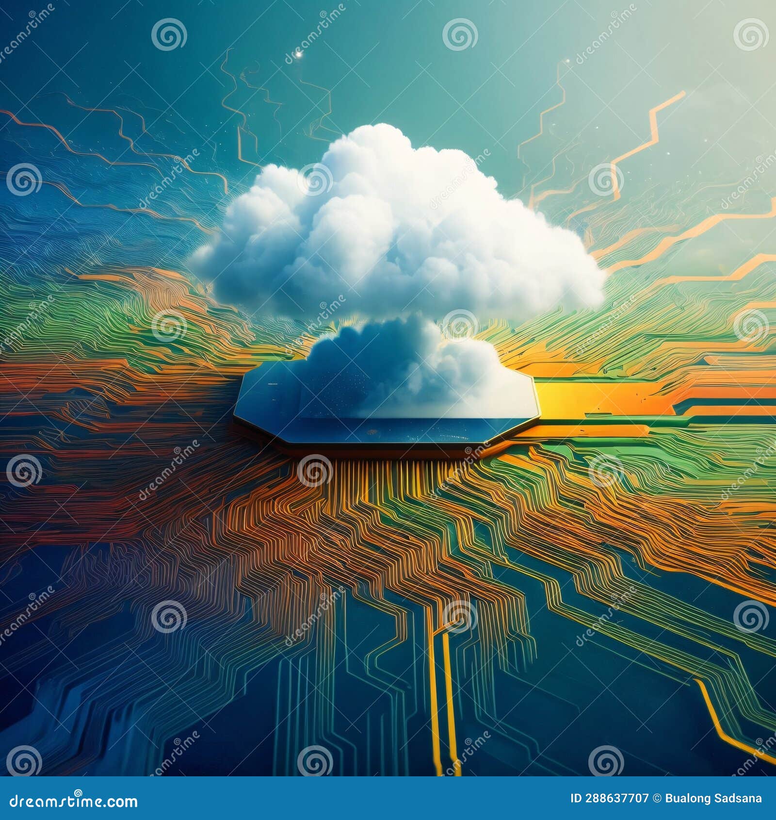 Cloud Computing Technology Concept. Futuristic Stock Illustration ...