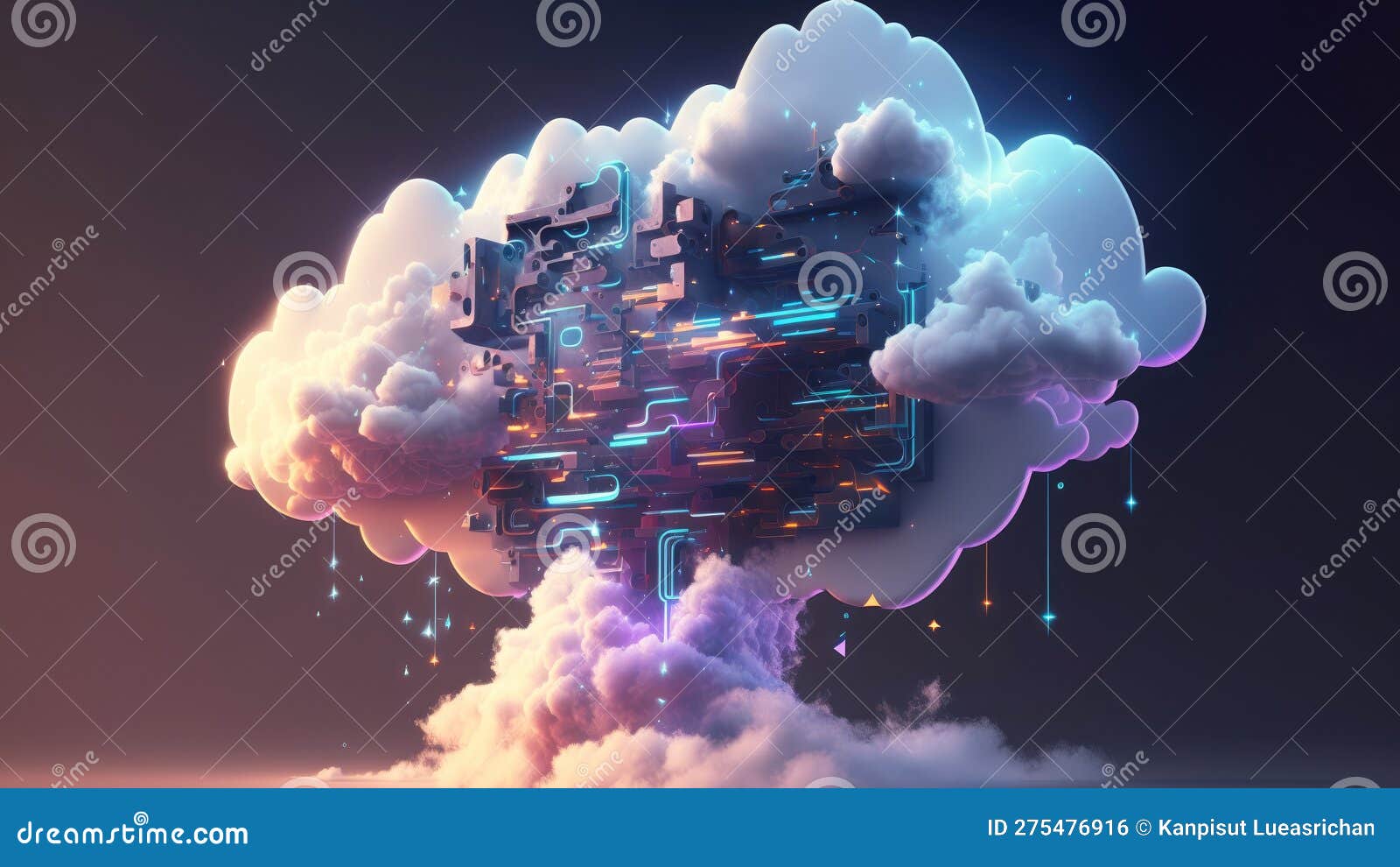 Cloud Computing Technology Concept. Futuristic Illustration AI ...