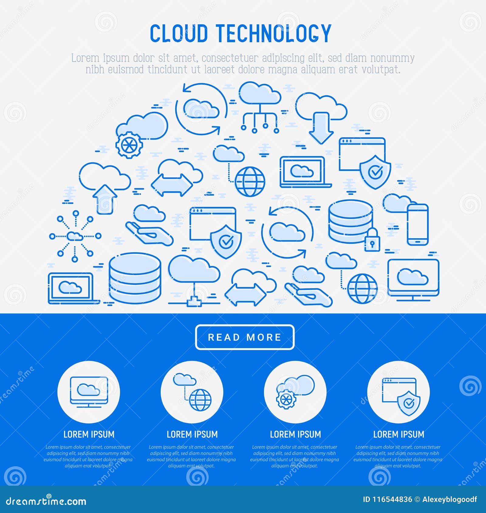 Cloud Computing Technology Concept in Half Circle Stock Vector ...
