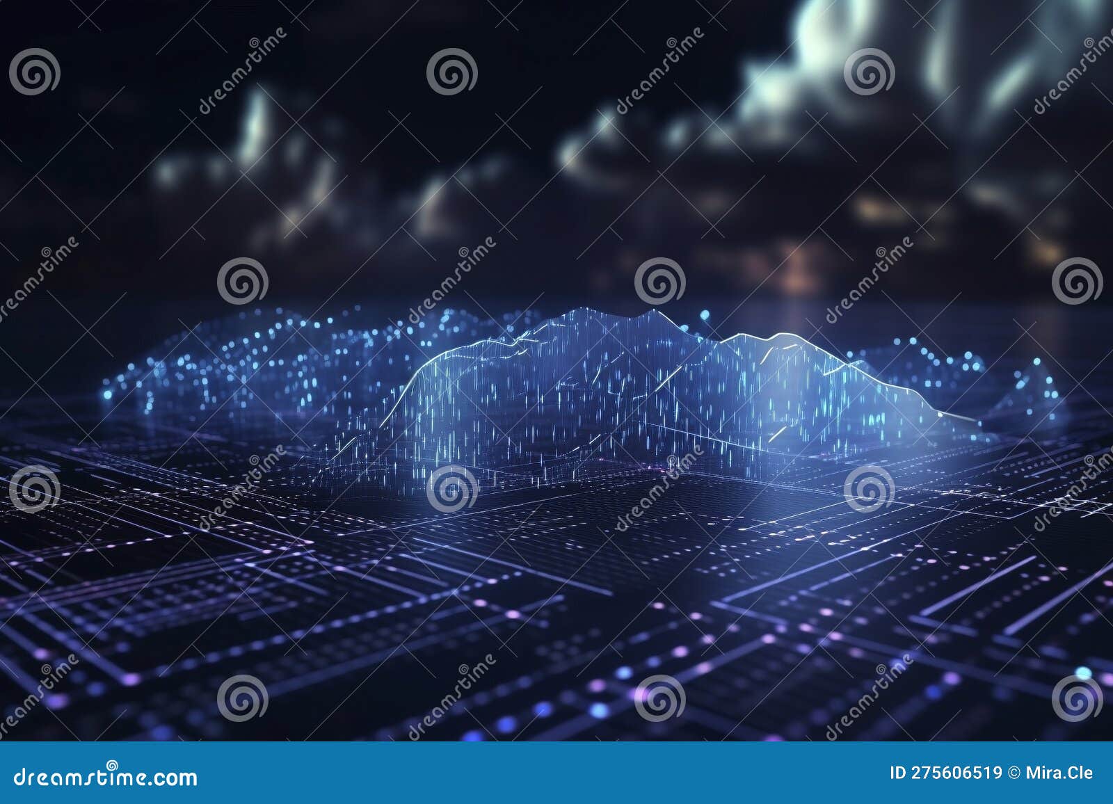 Cloud Computing Technology with Data Connections, Created with ...