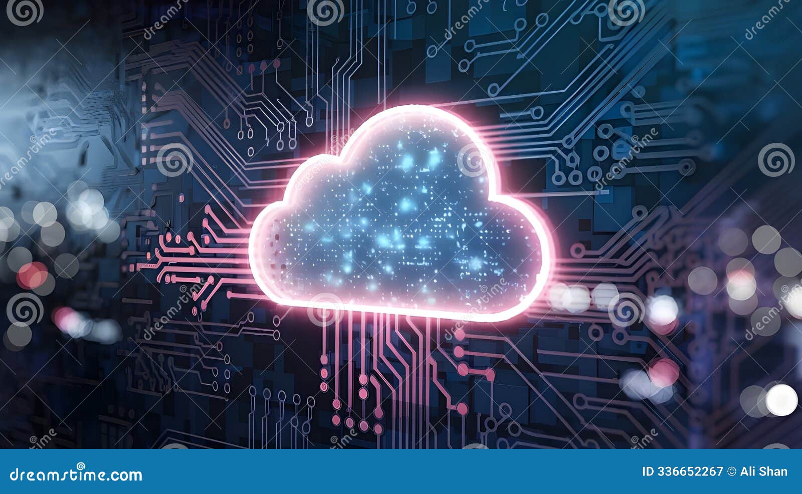 Cloud Computing Technology Digital Network Data Center Cyber Security Modern Techno Stock ...