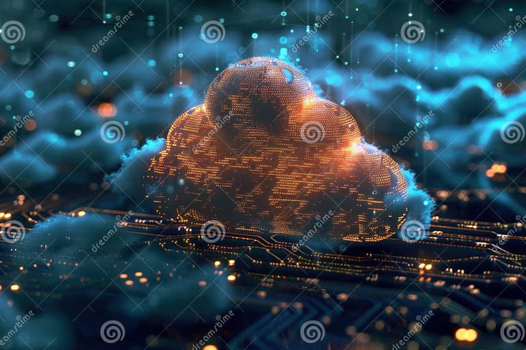 Cloud Computing Technology with Glowing Cloud Symbol Appearing Over ...