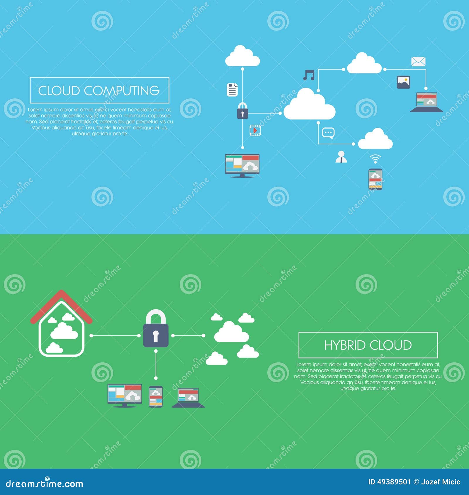 Cloud Computing Technology and Hybrid Version Stock Vector ...