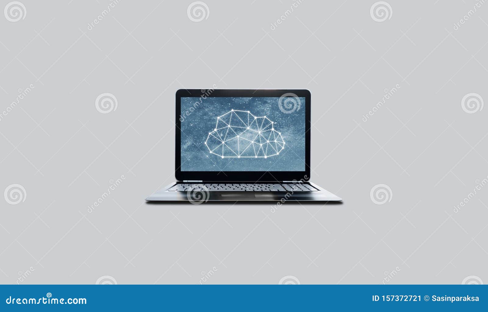 Cloud Computing Technology Icon on Computer Laptop Screen Stock Image ...