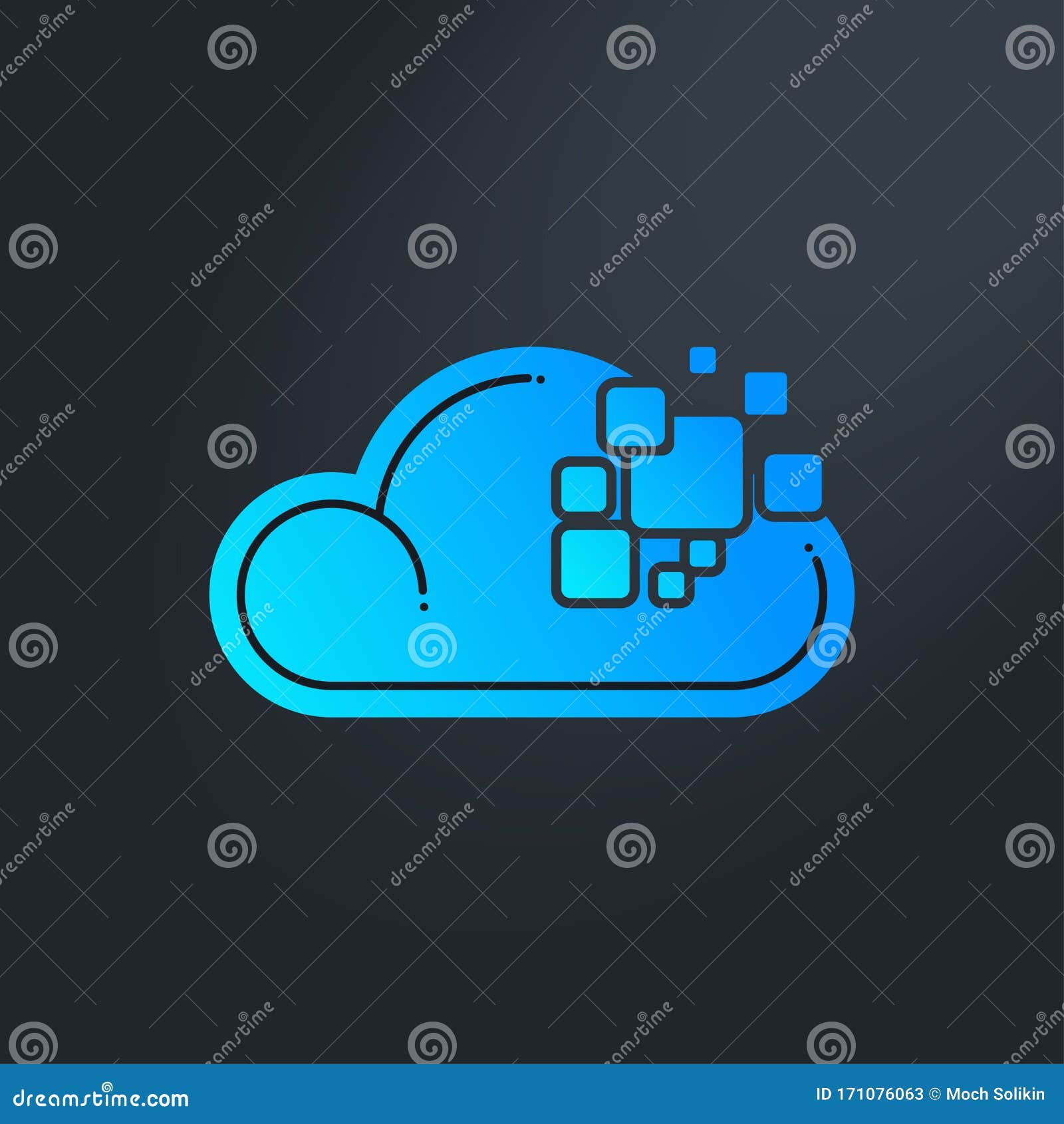Cloud Computing Technology Icon Isolated with Dark Background. Vector ...