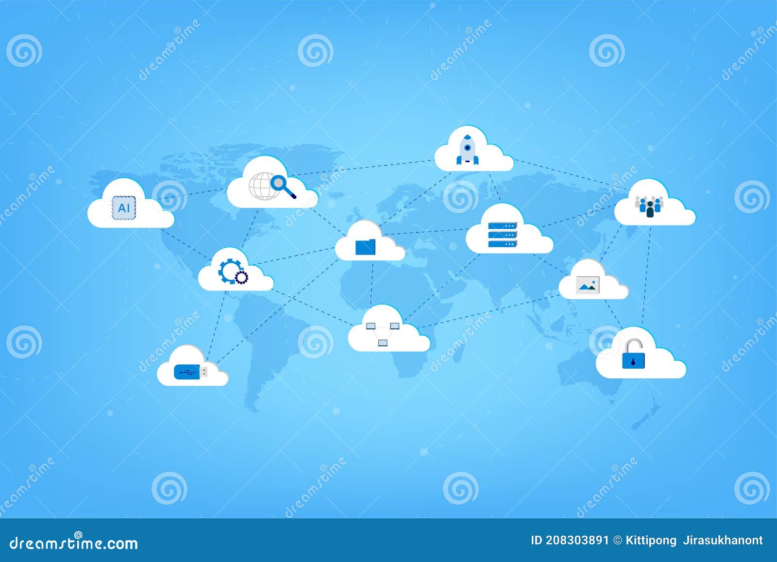 Cloud computing technology stock vector. Illustration of tech - 208303891