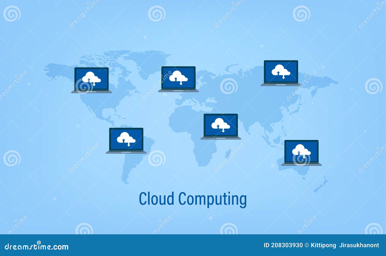 Cloud computing technology stock vector. Illustration of device - 208303930