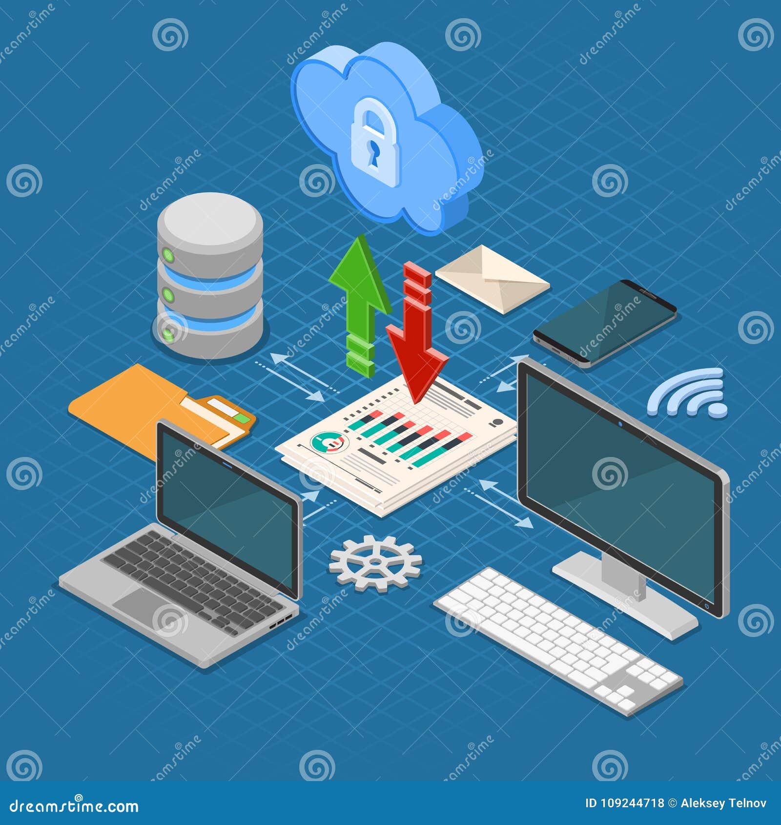 Cloud Computing Technology Isometric Stock Vector - Illustration of ...