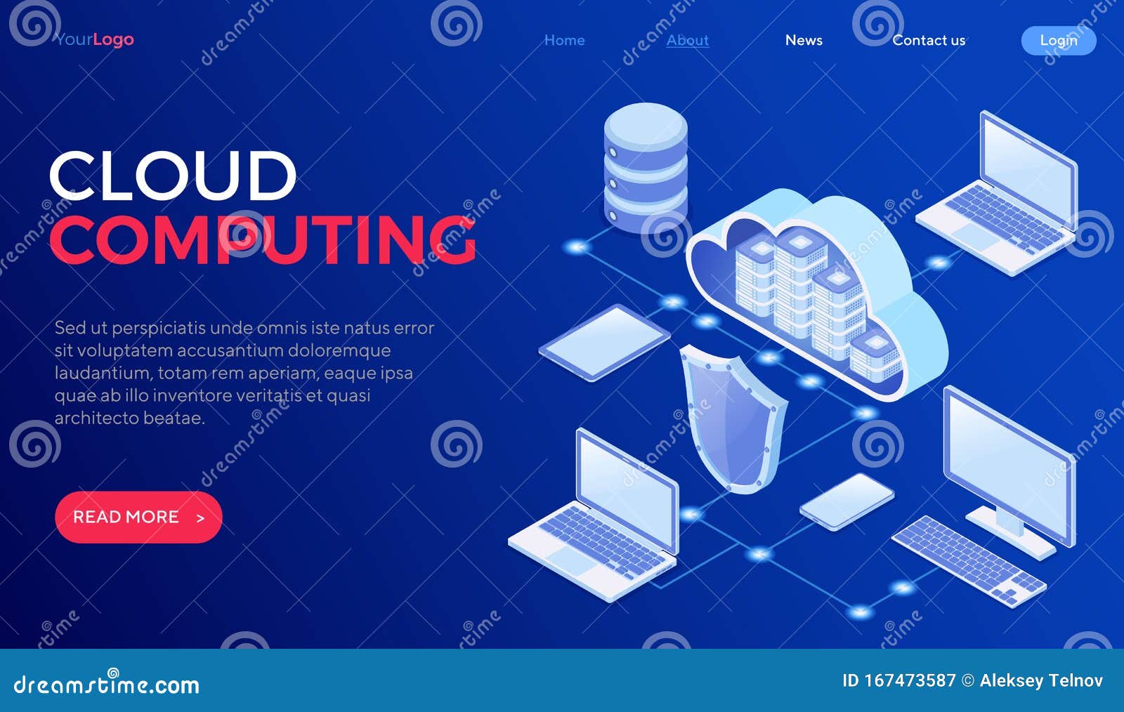 Cloud Computing Technology Isometric Stock Vector - Illustration of ...