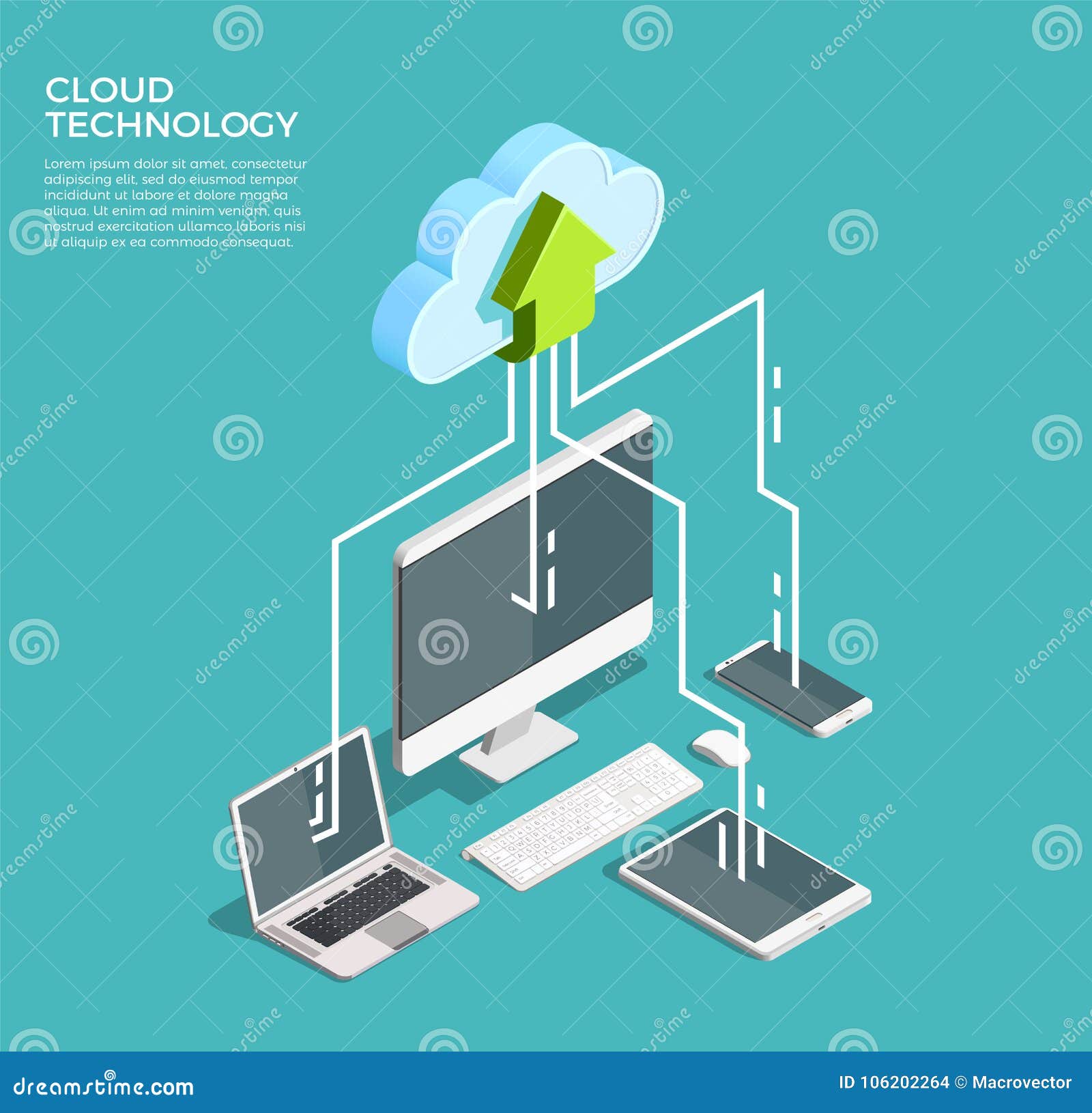 Cloud Computing Technology Isometric Poster Stock Vector - Illustration ...