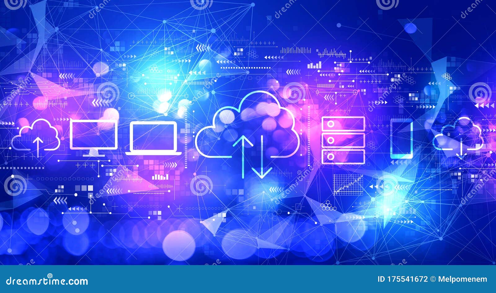 Cloud Computing with Technology Light Background Stock Photo - Image of ...