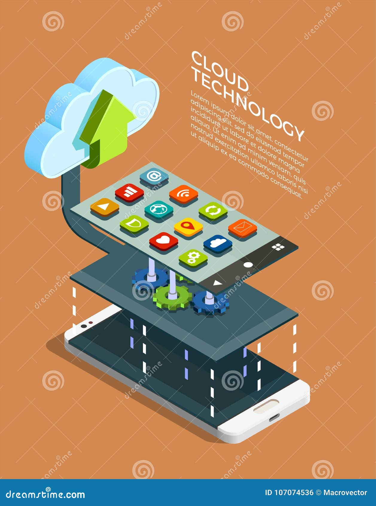 Cloud Computing Technology Isometric Poster Stock Vector - Illustration ...
