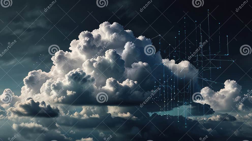 Cloud Computing Technology with Network Connections Over Storm Clouds ...