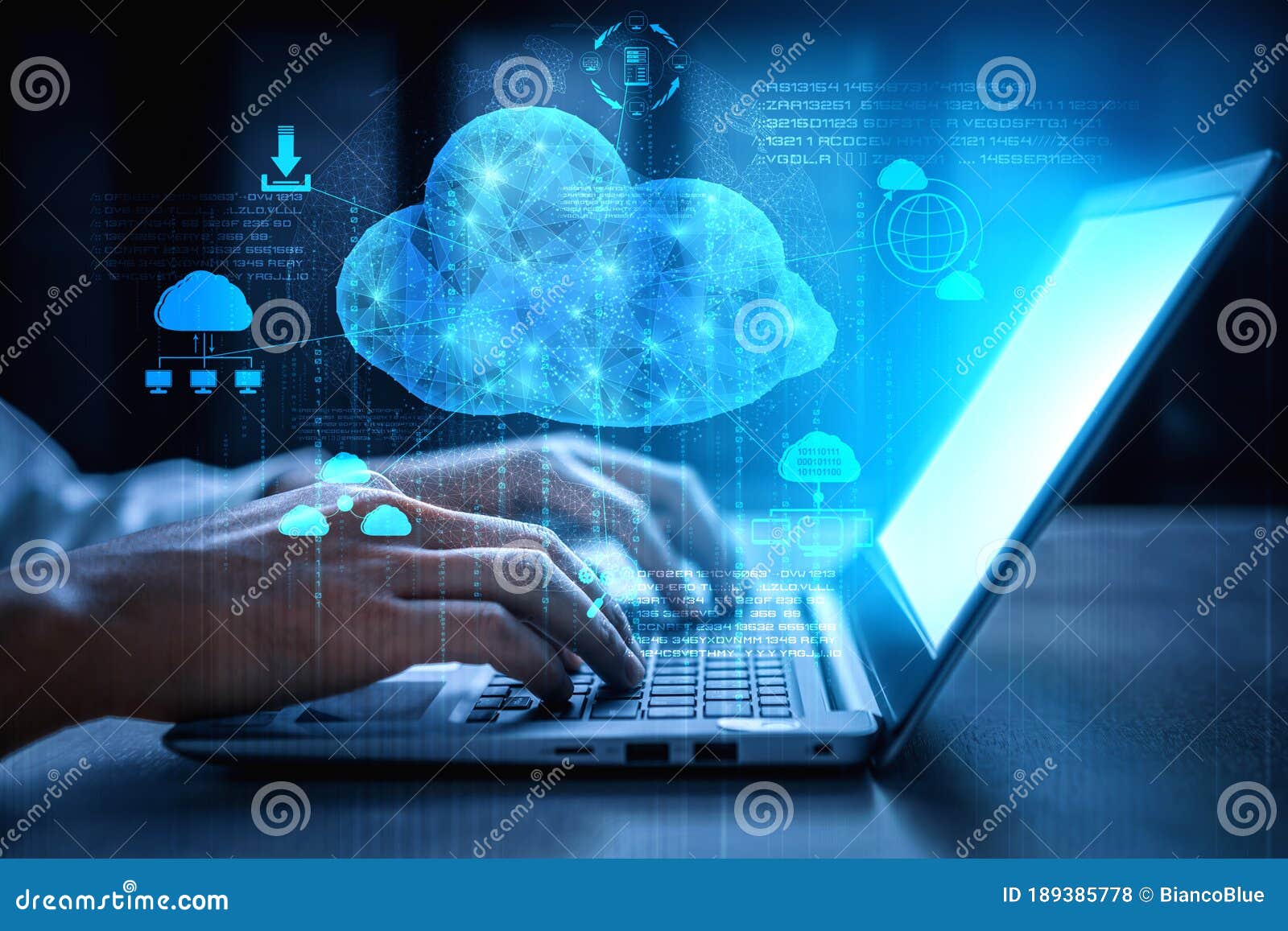 Cloud Computing Technology and Online Data Storage for Business Network Concept. Stock Photo ...