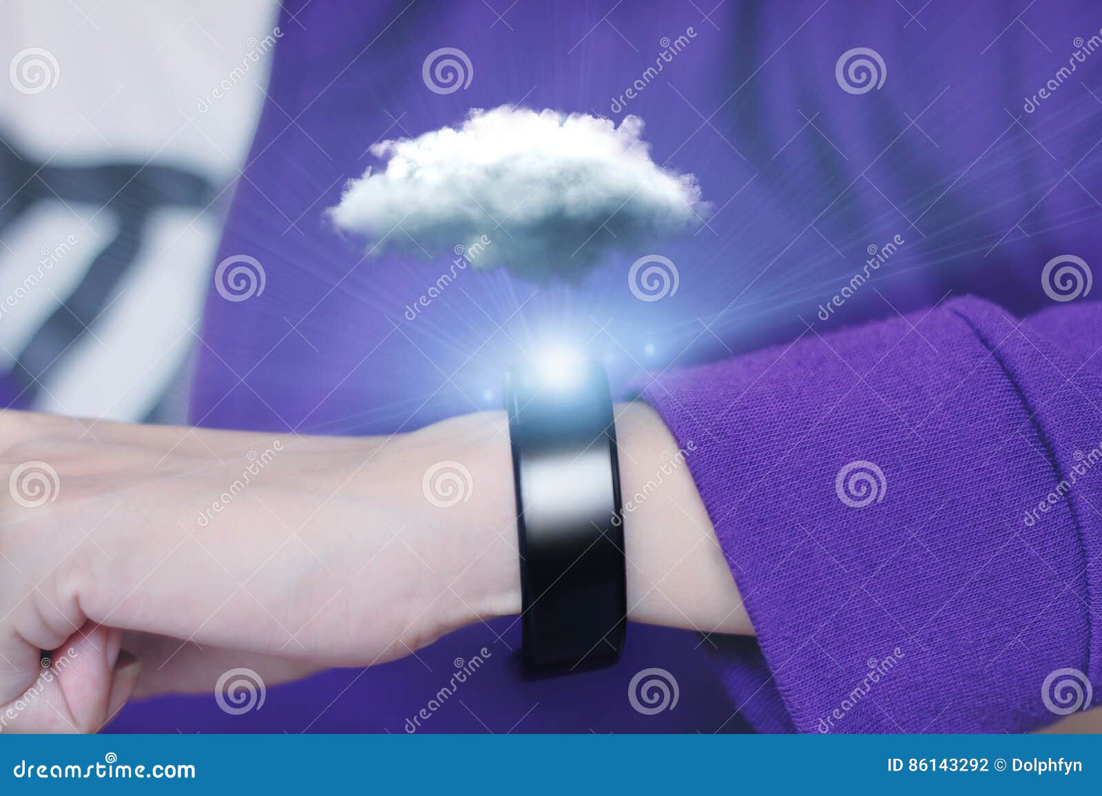 Cloud Computing Technology with Smart Wristband Stock Photo - Image of ...